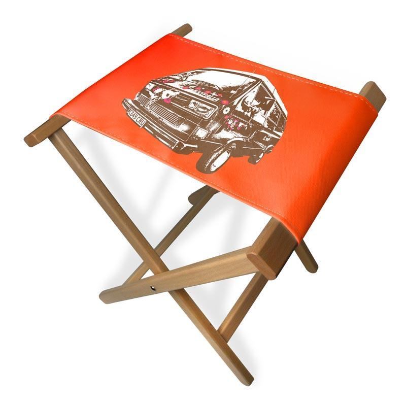 Custom Folding Stool Chair WIth A Printed Canvas Seat - Bags Of Love